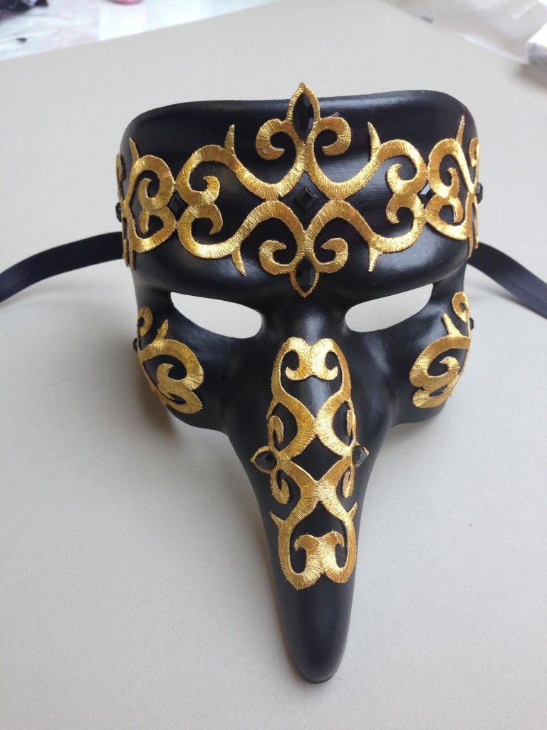 ornate gold & black long nose mask - Masque Boutique Masquerade Masks