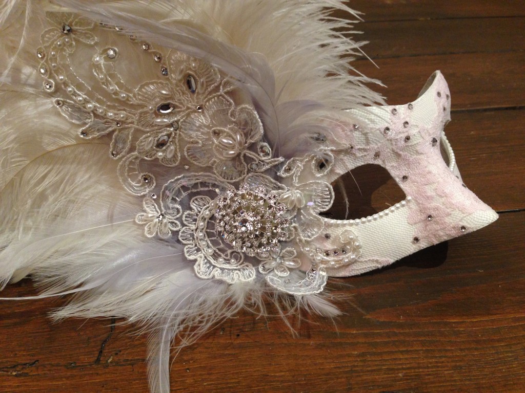 pink lace & crystal venetian bridal mask 005 - Masque Boutique ...