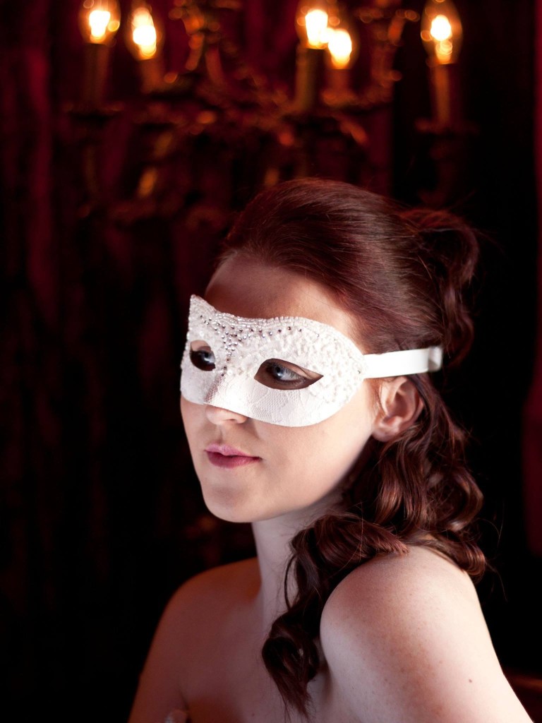 ivory petite lace and crystal prom mask - Masque Boutique Masquerade Masks